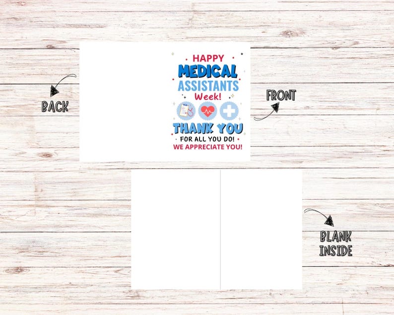 Medical Assistant Appreciation Week Gift Cards - Printable 5x7 Card ...
