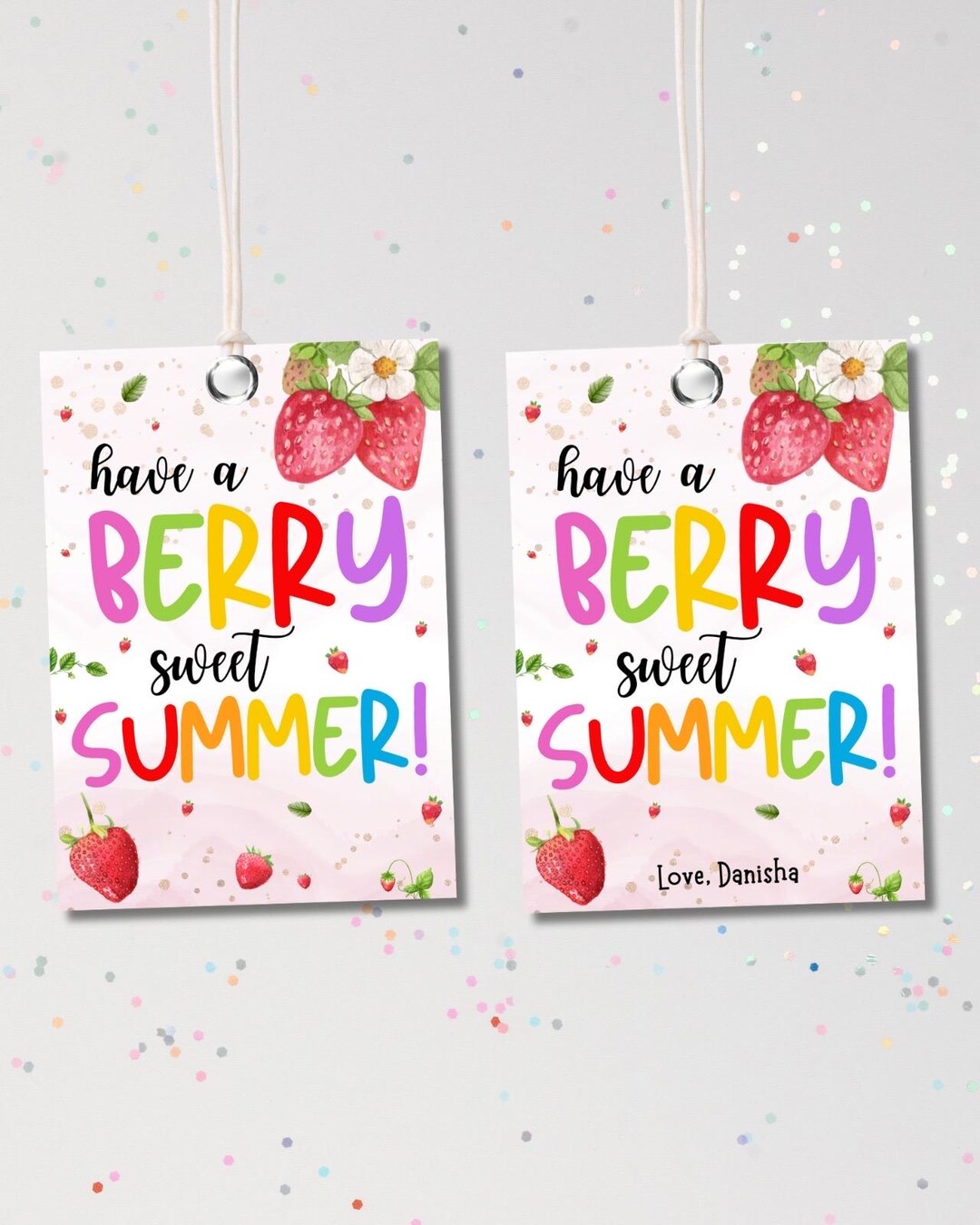 Strawberry End of School Year Gift Tags - Editable Summer Favor ...