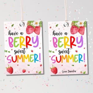 Strawberry End of School Year Gift Tags - Editable Summer Favor ...