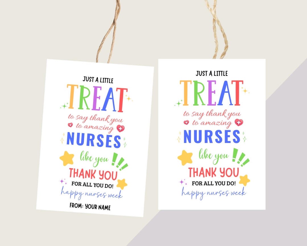 Nurse Appreciation Gift Tags: Printable Thank You Cards (PDF) - Etsy