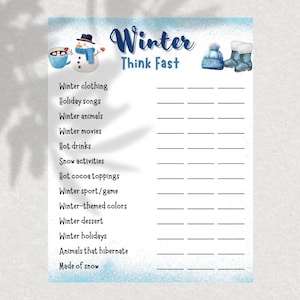 Winter Trivia Game, Think Fast Game, Winter Printable Games, Fun Winter ...