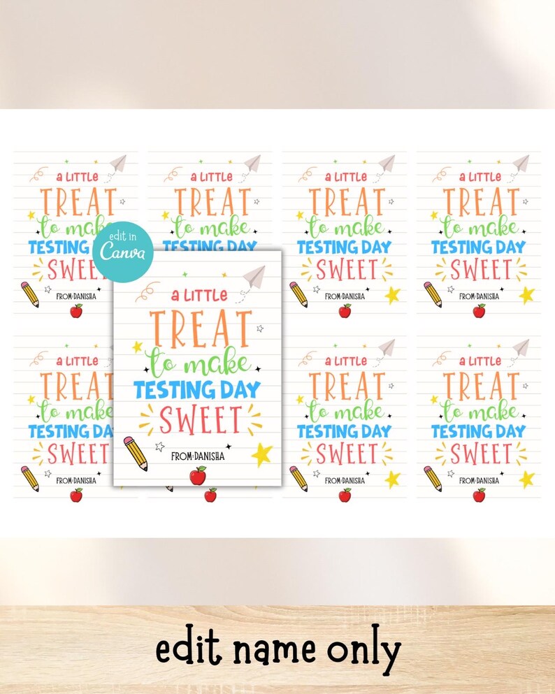Testing Day Treat Tag: Printable Gift Tag (PDF) - Etsy