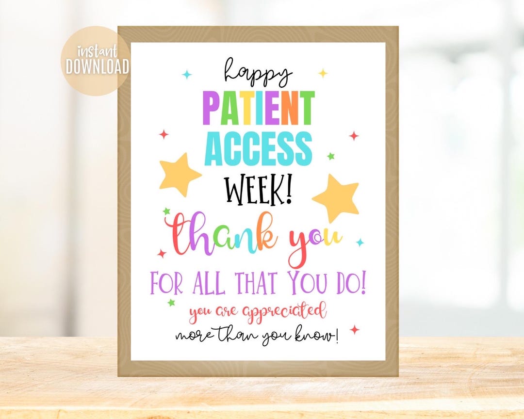 Patient Access Week Sign: Appreciation Poster (digital Download) - Etsy