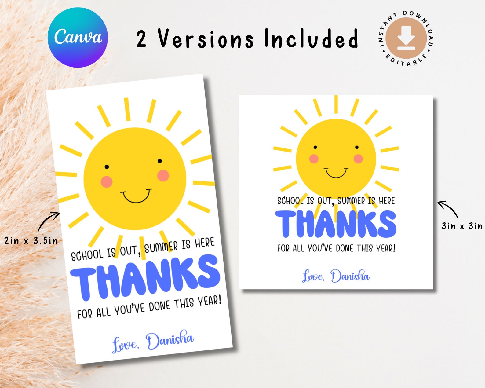 Teacher Appreciation Gift Tag, Summer Sun Gift Tag, Sunshine Thank You ...