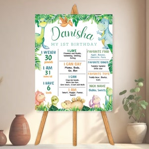 Editable Dinosaur Birthday Milestone Poster Template, Dinosaur ...