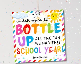 Water Bottle Gift Tags, Bottle up a Great School Year Tag, Kid ...