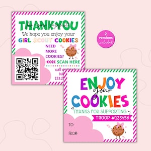 Editable Girl Cookie Thank You Card Template (digital Download) - Etsy