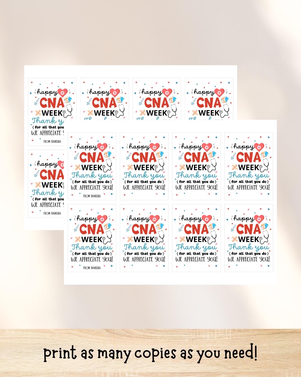 Happy CNA Week Gift Tag: Printable Appreciation Card (digital Download ...