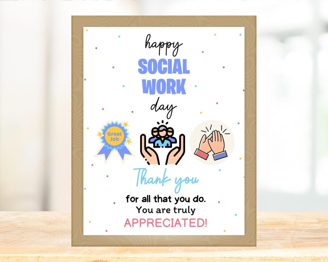 Social Work Day Printable Poster, Happy Social Work Day Sign, Social ...