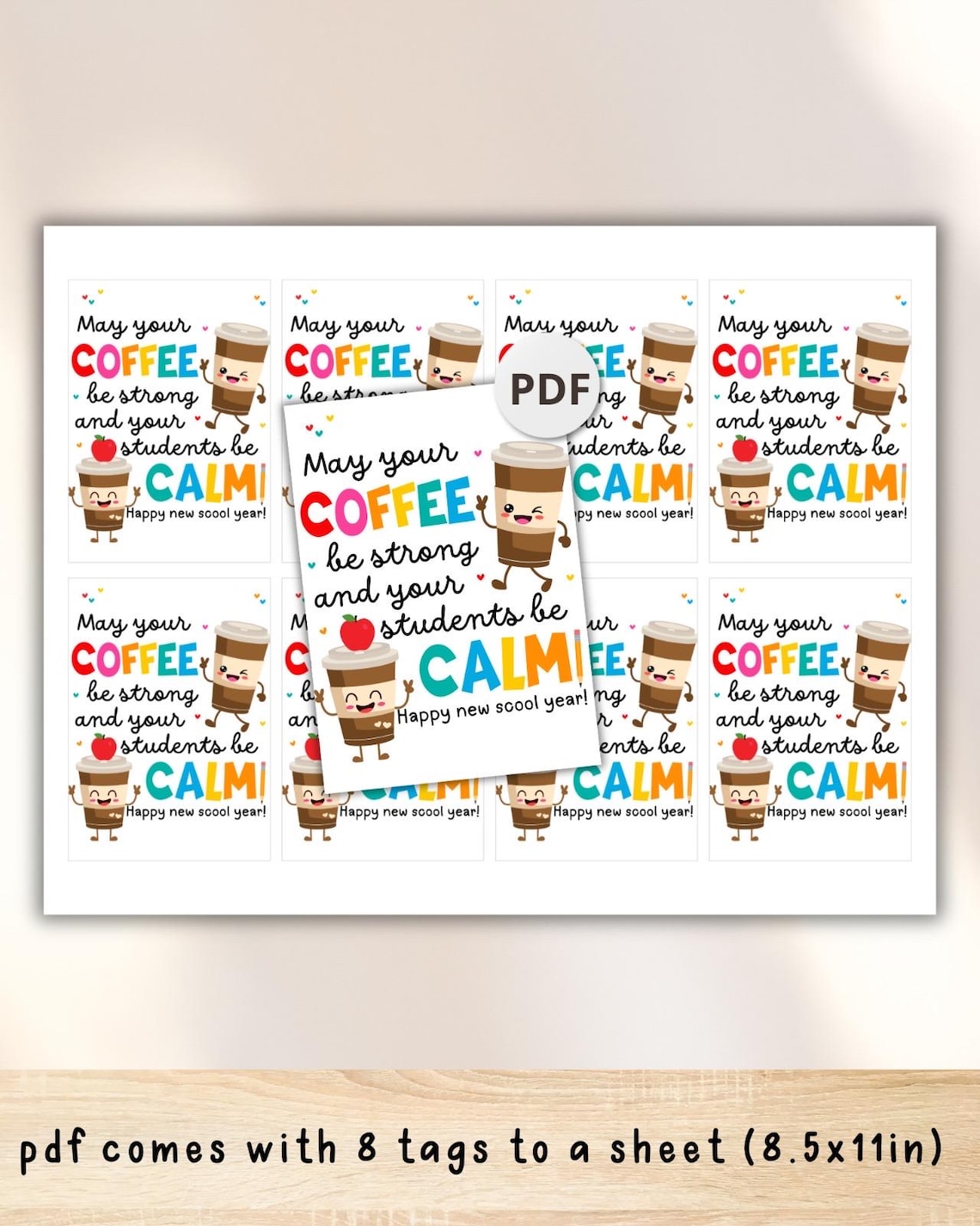 Back to School Coffee Gift Tags: Teacher Appreciation (digital Download ...