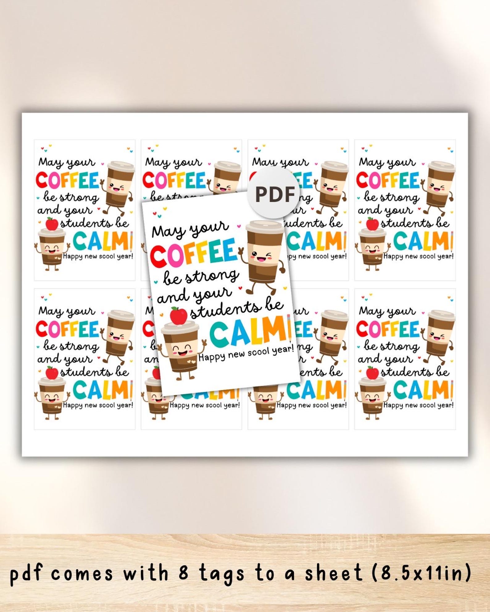 Back to School Coffee Gift Tags: Teacher Appreciation (digital Download ...
