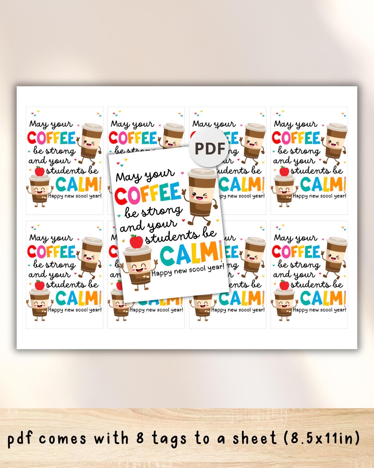 Back to School Coffee Gift Tags: Teacher Appreciation (digital Download ...