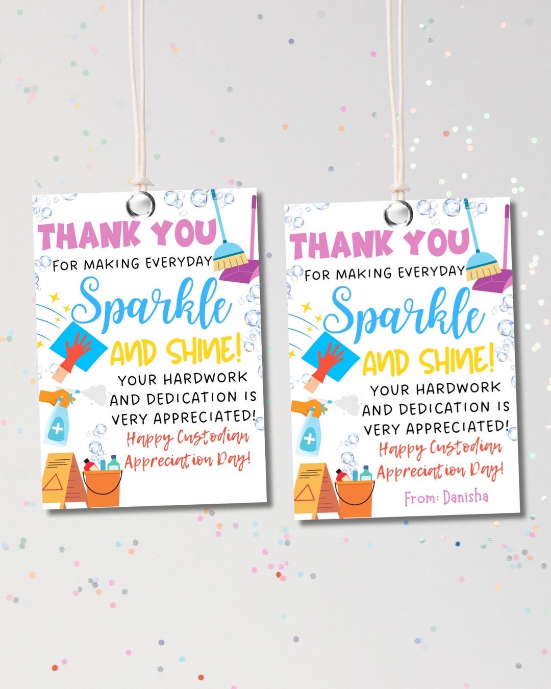 School Custodian Appreciation Gift Tag, Printable Thank You School ...