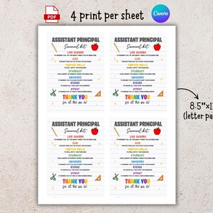 Assistant Principal Survival Kit Tag, School Principal Day Thank You ...