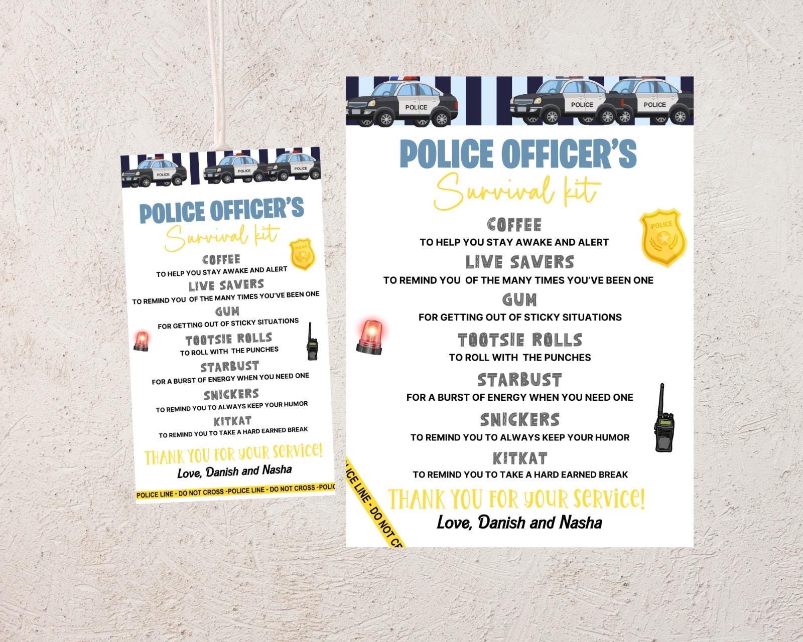 EDITABLE Police Survival Kit Tag, Police Officer Gift Idea, Police Care ...
