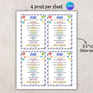 Dad Survival Kit Printable, Happy Fathers Day Funny Gift for Dad, Treat ...