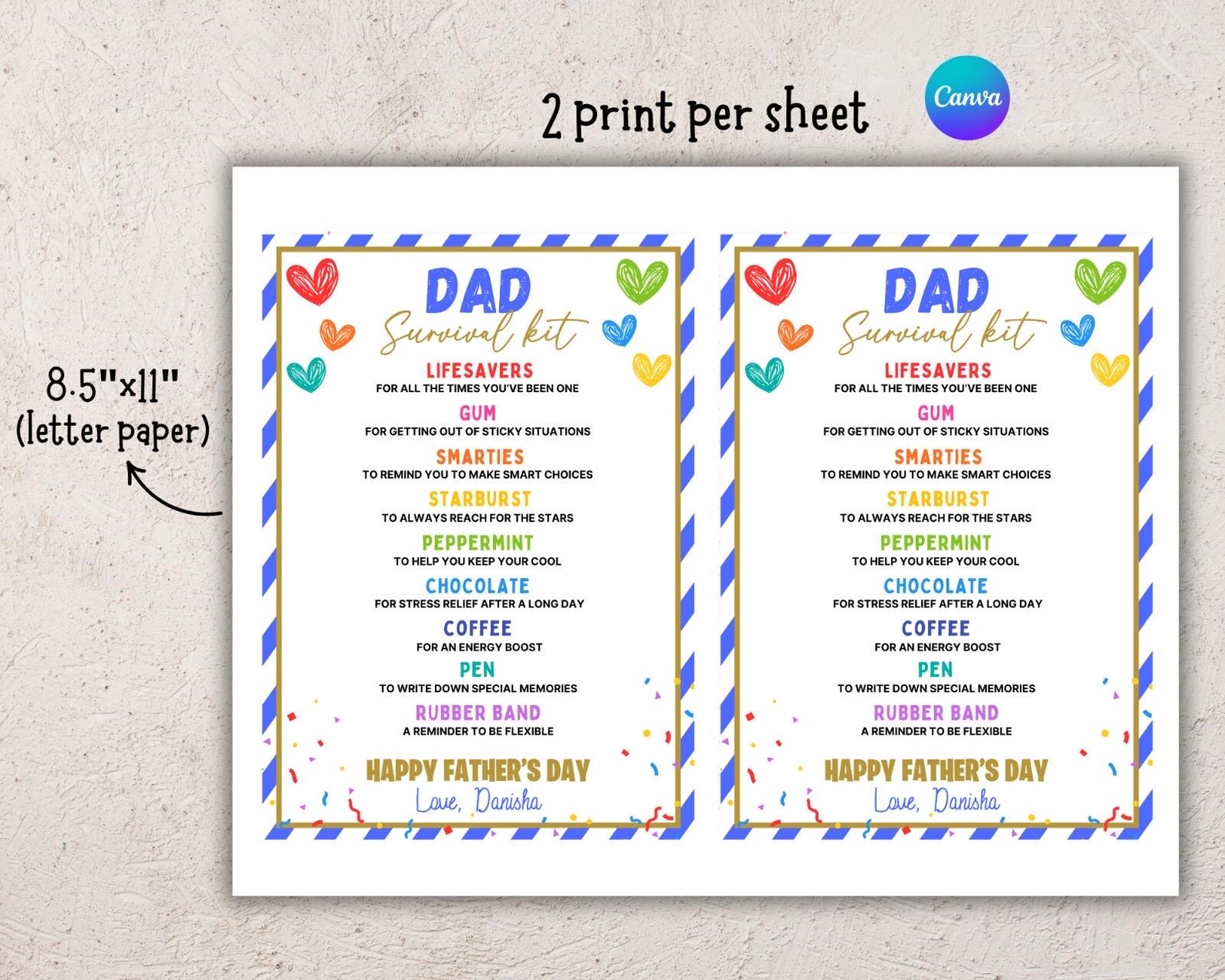 Dad Survival Kit Printable, Happy Fathers Day Funny Gift for Dad, Treat ...