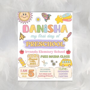 Editable First Day of School Sign First Day KINDERGARTEN PRESCHOOL ...