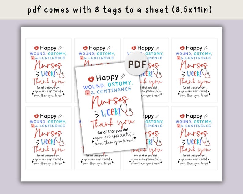 WOC Nurses Week Gift Tag: Printable Wound Care Nurse Thank You (PDF) - Etsy