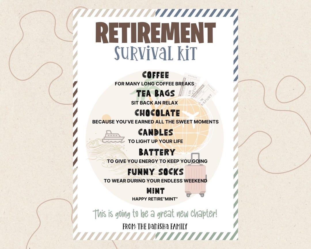 Retirement Survival Kit Gift Tag: Editable Printable (digital Download ...