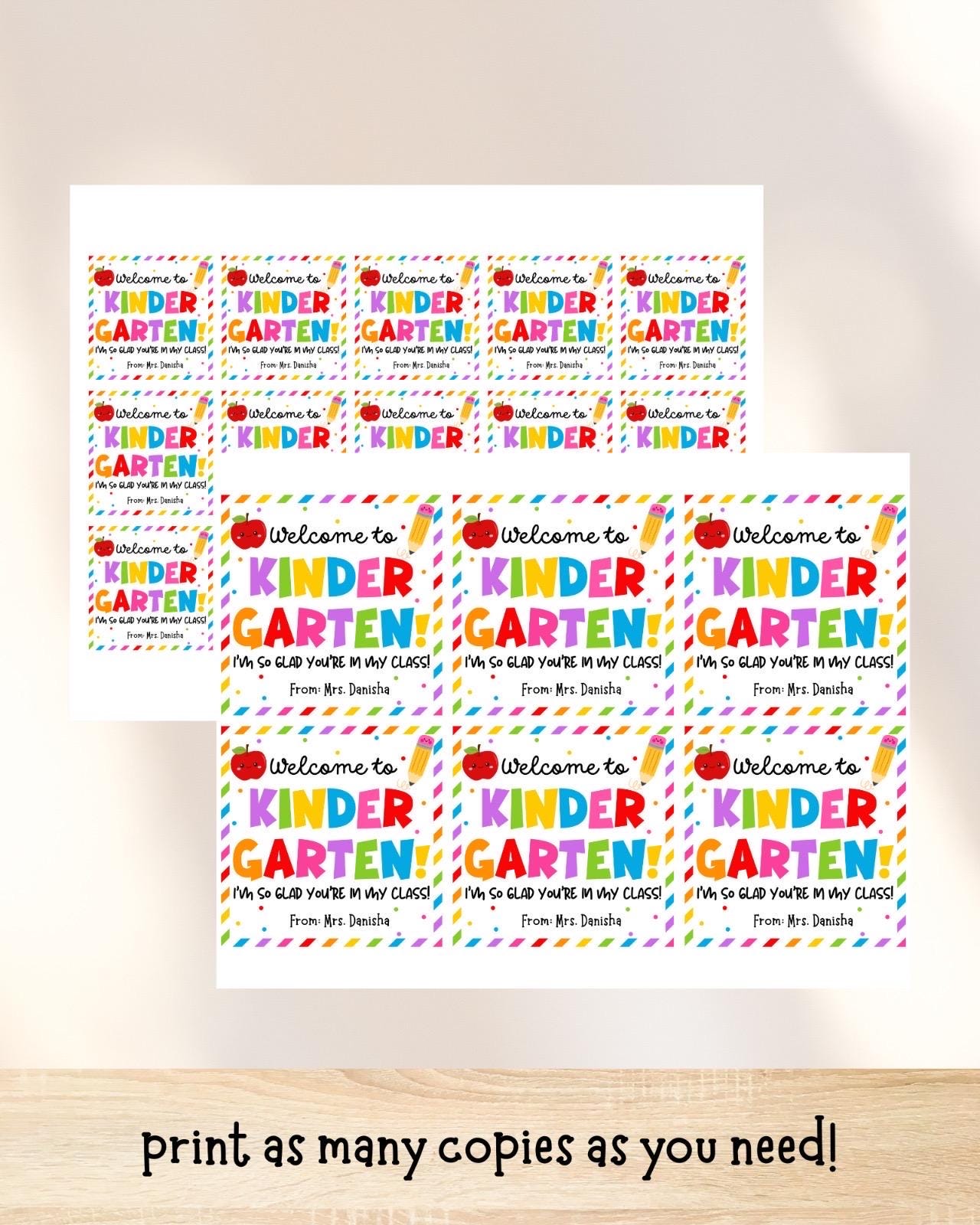 Welcome to Kindergarten Gift Tag Template: Printable Square Favor Tags ...