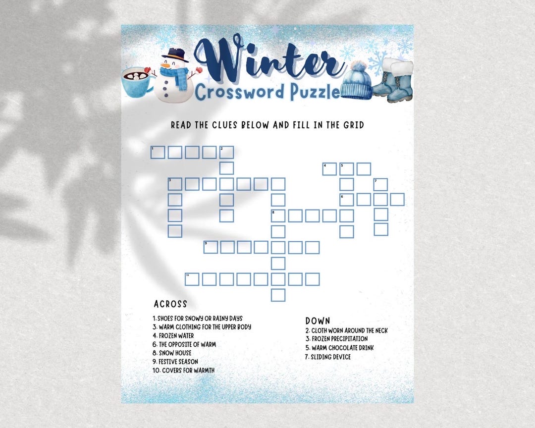 December Crossword Puzzle, Family Friendly Fun Printable, Puzzles for ...