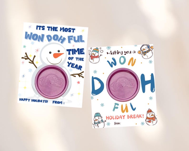 Holiday Play Dough Card Printable, Play Dough Holder, Classroom Favor ...