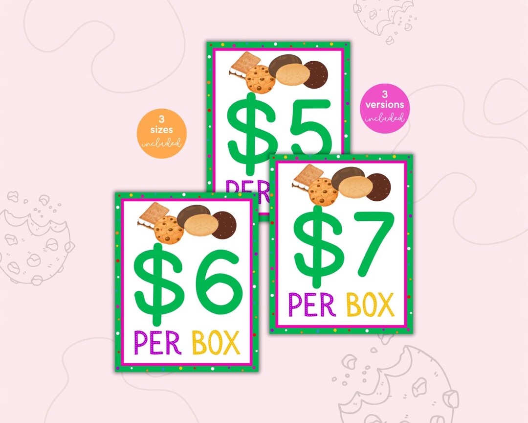 Cookie Price Sign, Printable Bake Sale Fundraiser Sign, Booth Sales ...