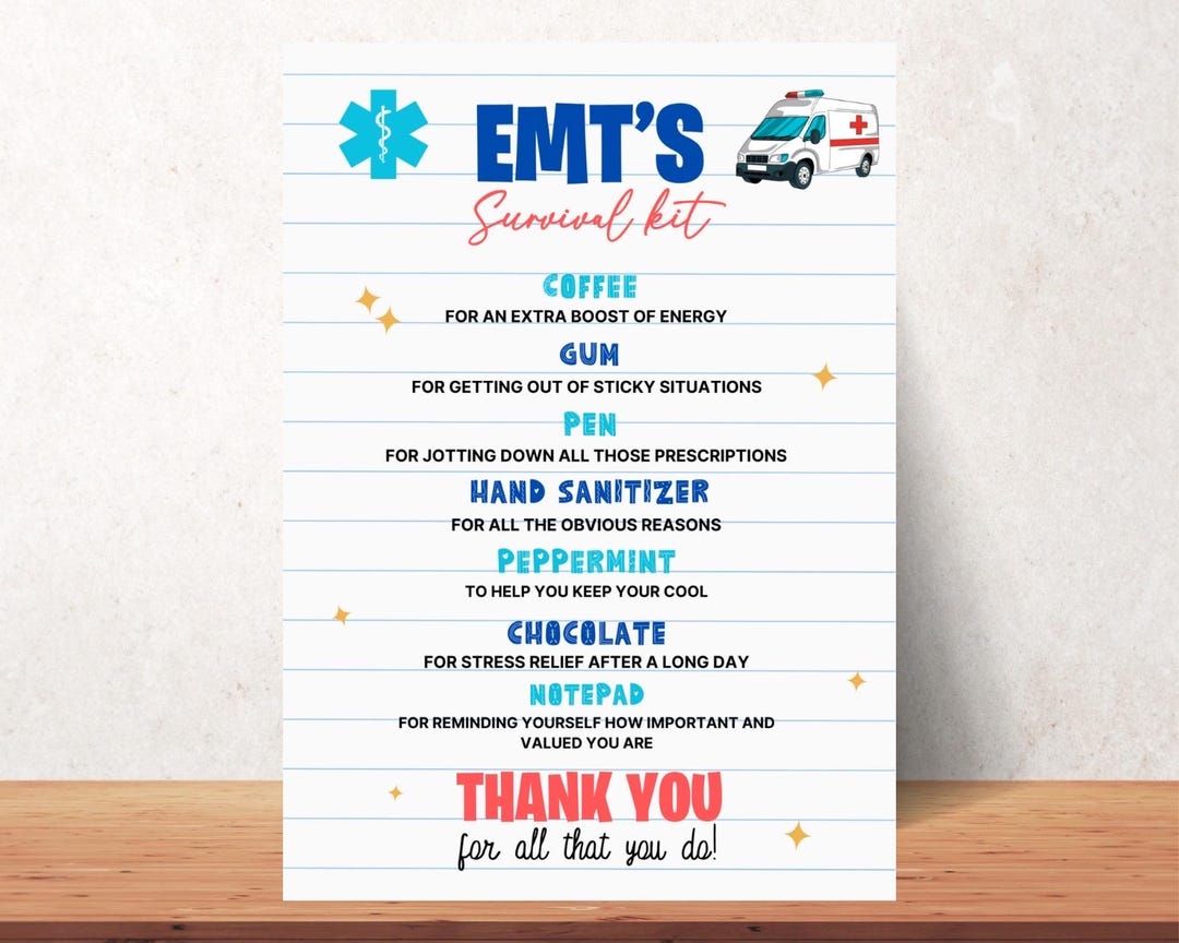 EMT Survival Kit Gift Tag National EMS Week Printable EMT Appreciation ...