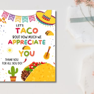 Taco Appreciation Sign, Taco About Teacher Staff Appreciation Sign ...
