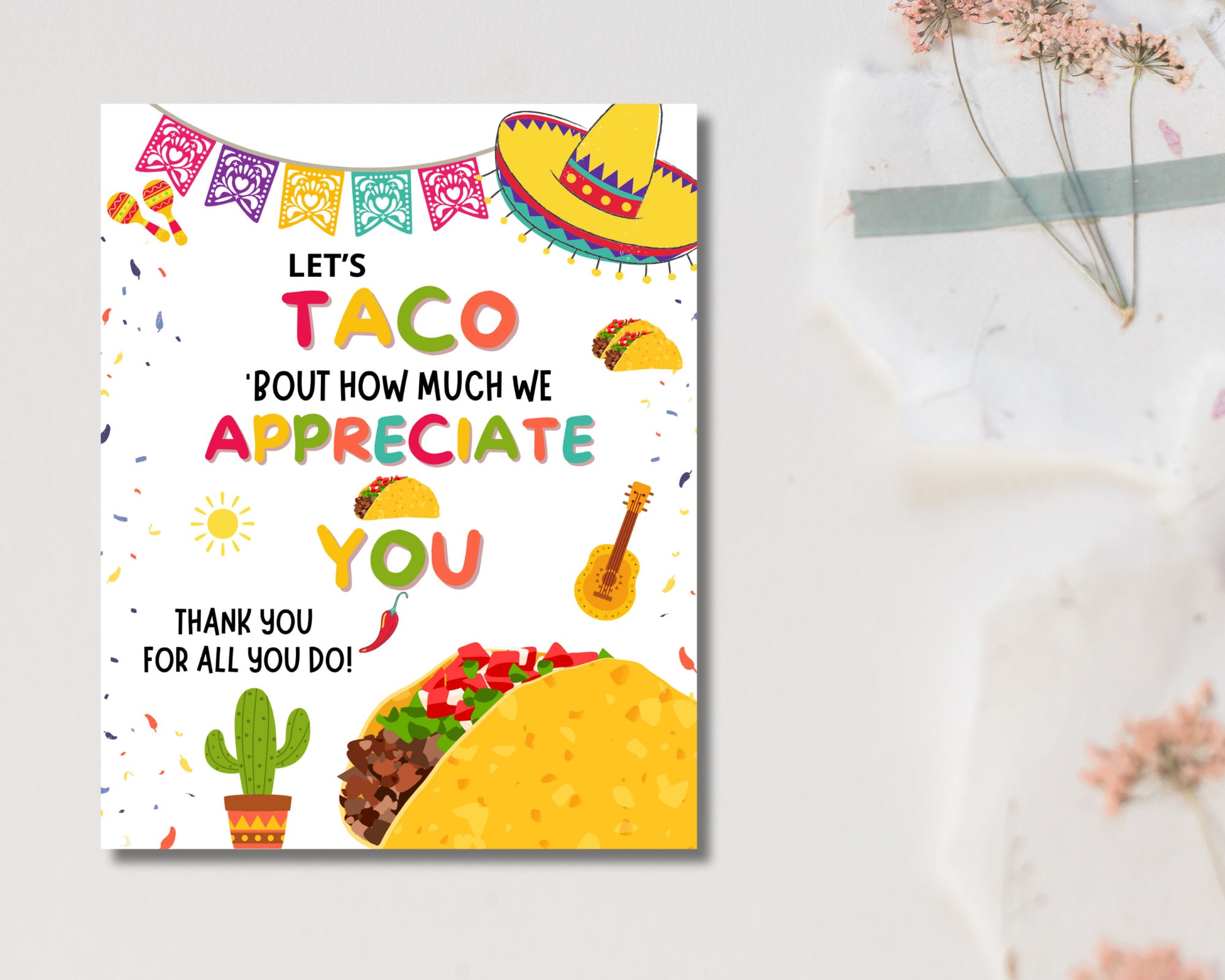 Taco Appreciation Sign, Taco About Teacher Staff Appreciation Sign ...