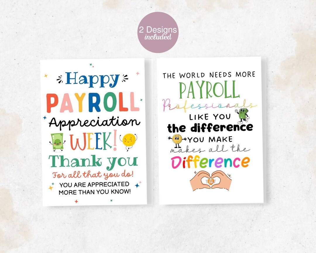 Payroll Appreciation Week Card: Printable Thank You Gift (PDF Download ...