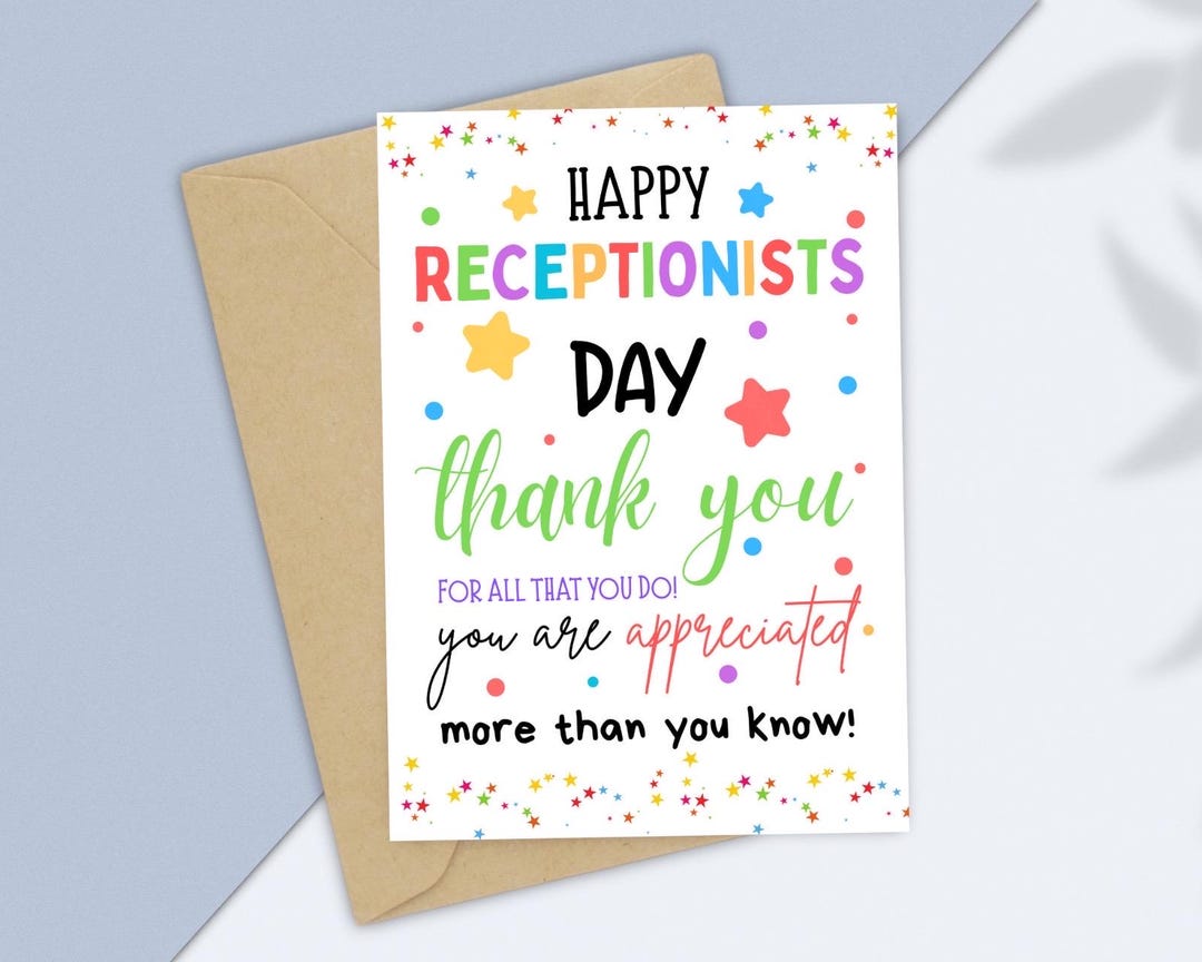 Receptionists Day Card, Receptionists Gift Printable, Receptionist ...