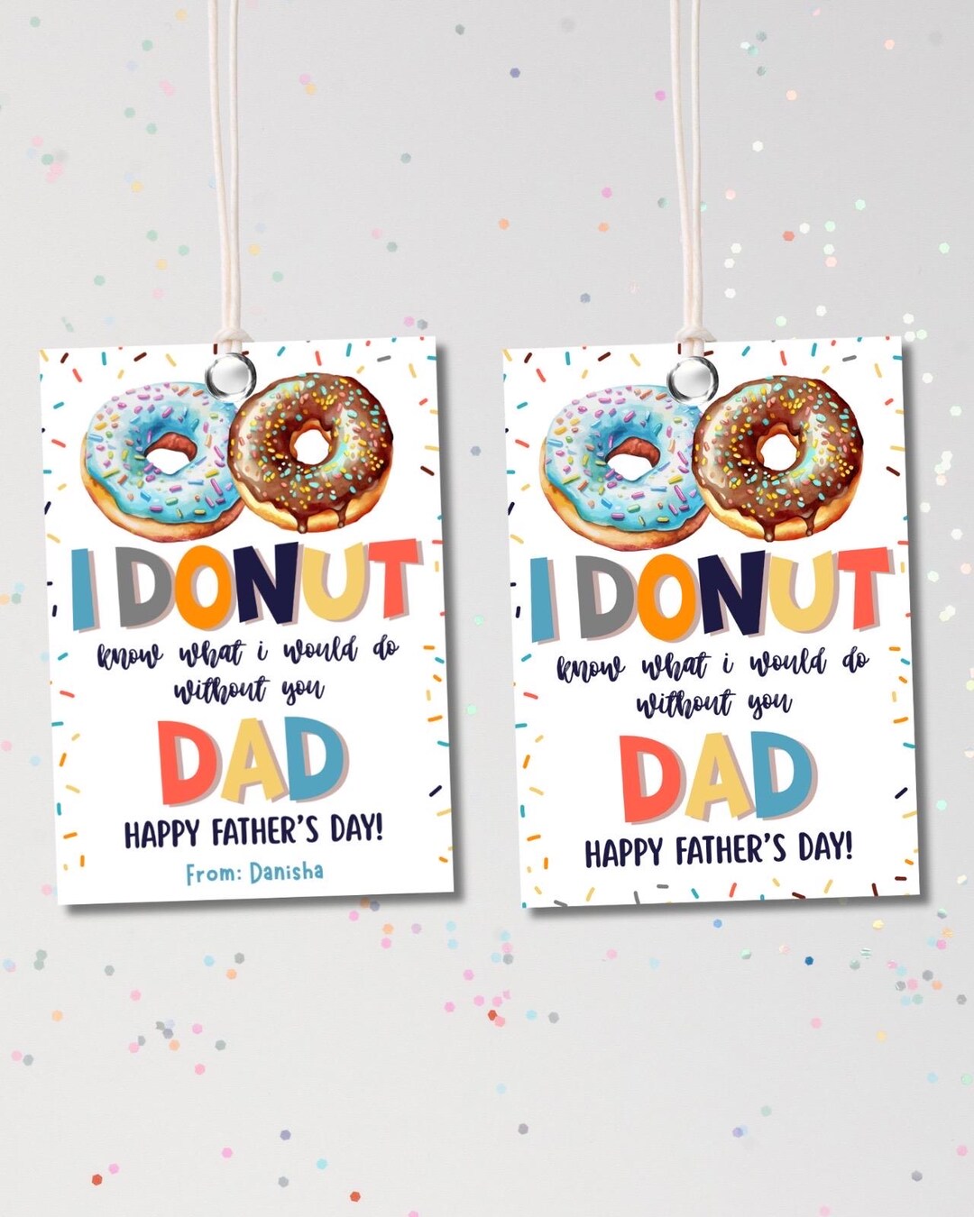 Father's Day Donut Gift Tag Template: Editable Favor Tag (instant ...
