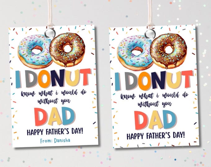 Donut Pun Card. Father's Day Card. Donut Card. Card for Dad. Food Pun ...