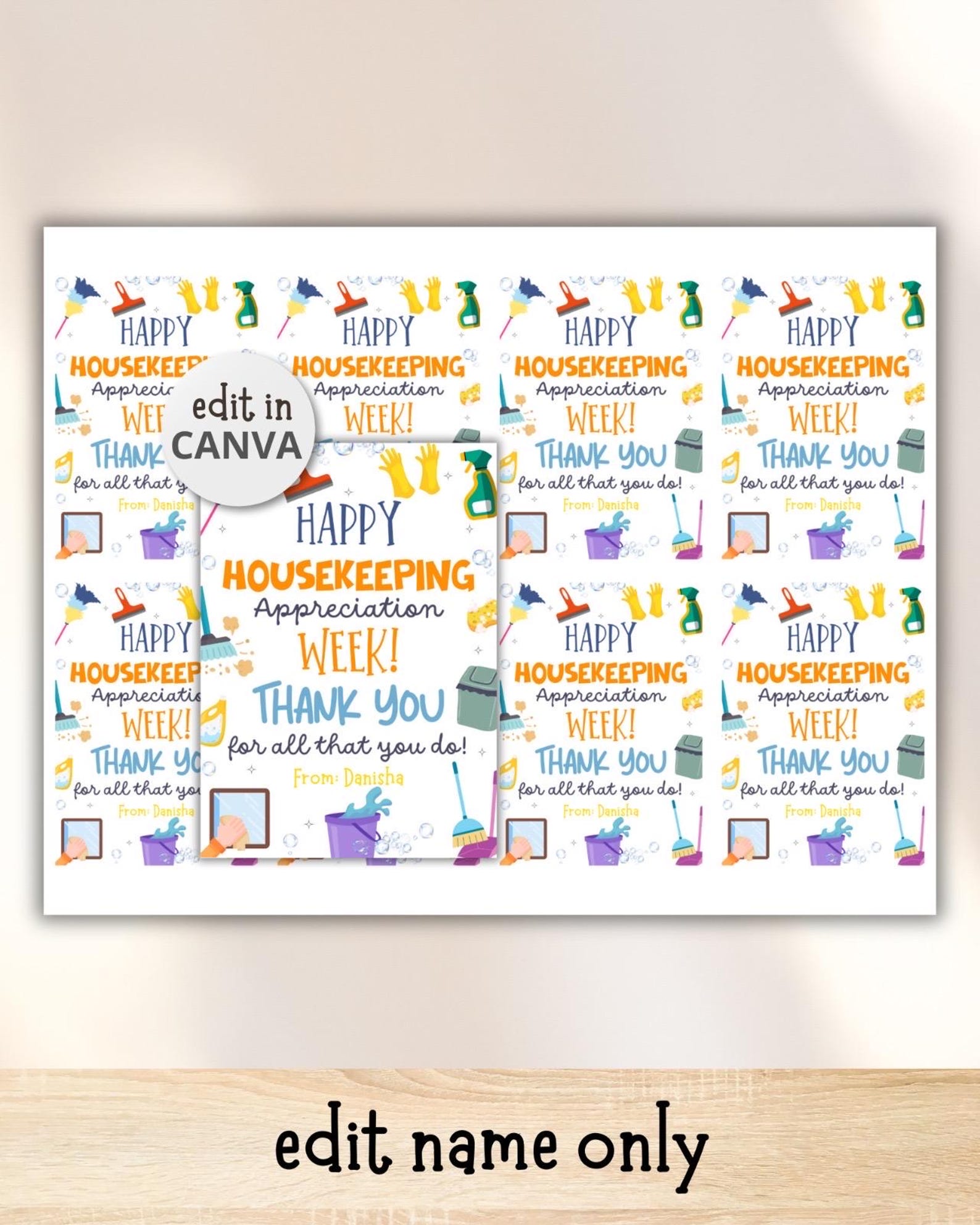 Housekeeping Appreciation Gift Tags: Editable Thank You Printable ...