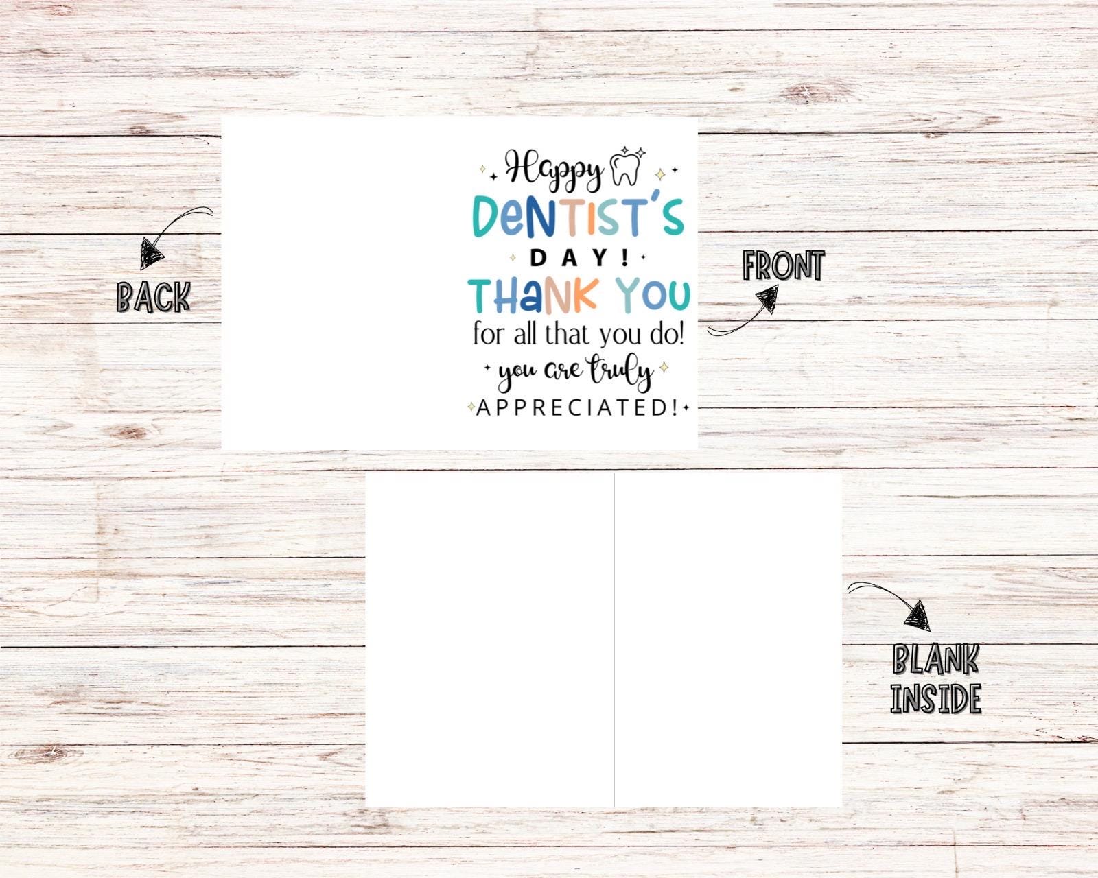 Dentist's Day Thank You Card Printable: Appreciation Gift (PDF) - Etsy