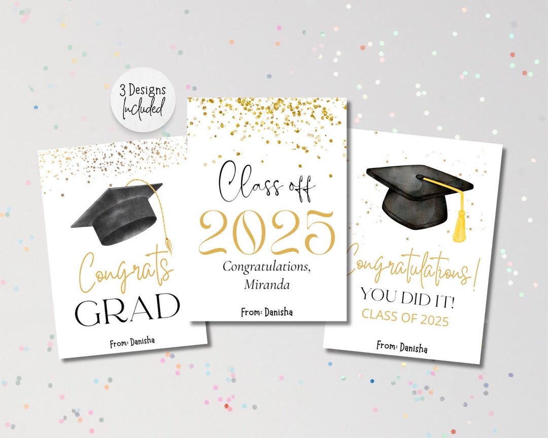Congrats Grad Gift Tag Printable, Graduation Party Favor Tag for Senior ...