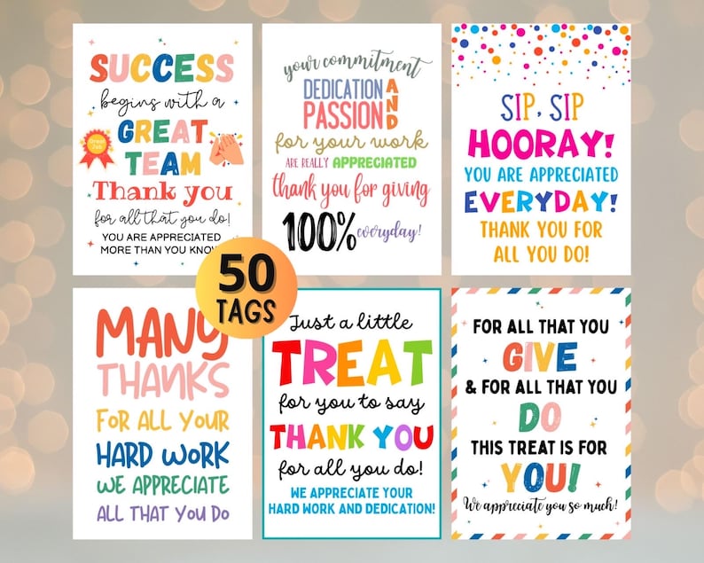 Appreciation Tags Bundle: Staff, Teacher, Volunteer (PDF Printable) - Etsy