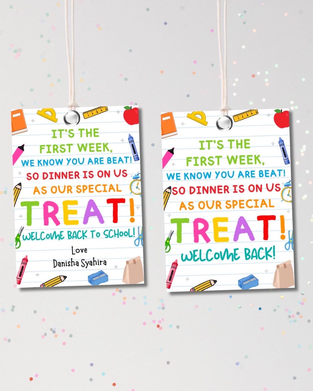 Dinner is on Us Teacher Appreciation Gift Tag Template, Printable First ...