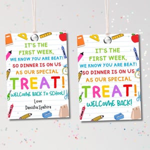 Dinner is on Us Teacher Appreciation Gift Tag Template, Printable First ...