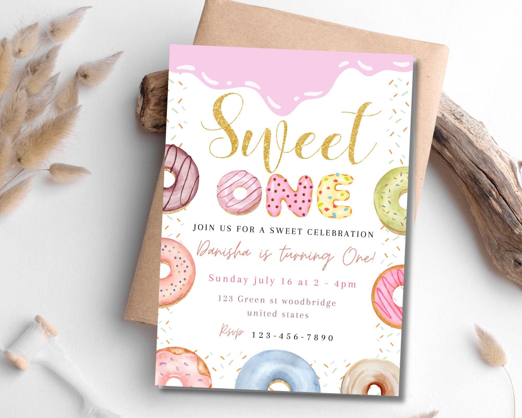 Donut Invitation, Donut Invites, Instant Download Donut Invites, Donut ...