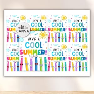 Ice Pop Have a Cool Summer Teacher Student Preschool Classmate Tag Last ...
