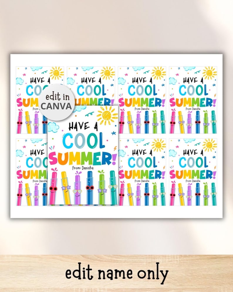 Ice Pop Have a Cool Summer Teacher Student Preschool Classmate Tag Last ...