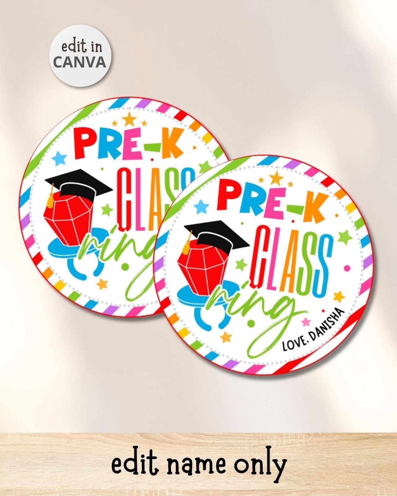 Prek Graduation Candy Ring Tag Printable: Class of 2025 Keepsake ...
