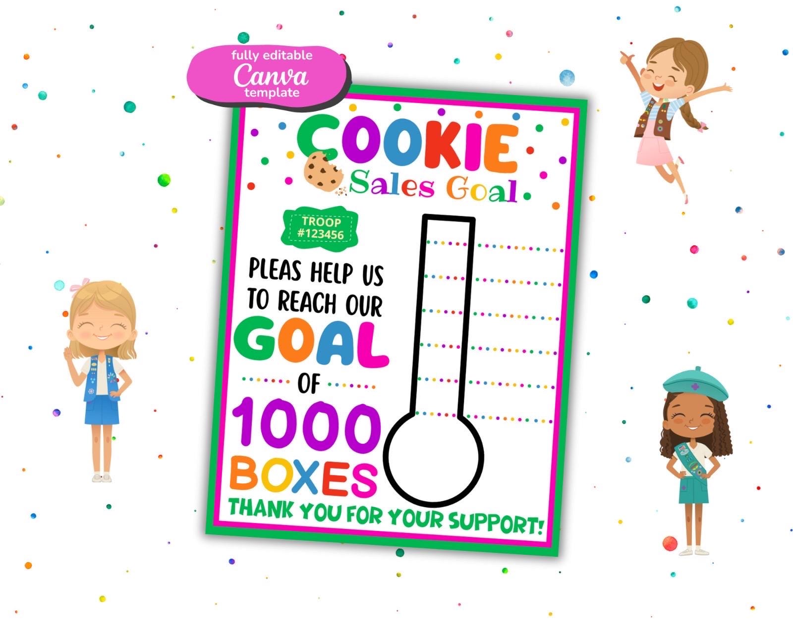Editable Scout Cookie Goal Chart: Printable Booth Display (digital ...