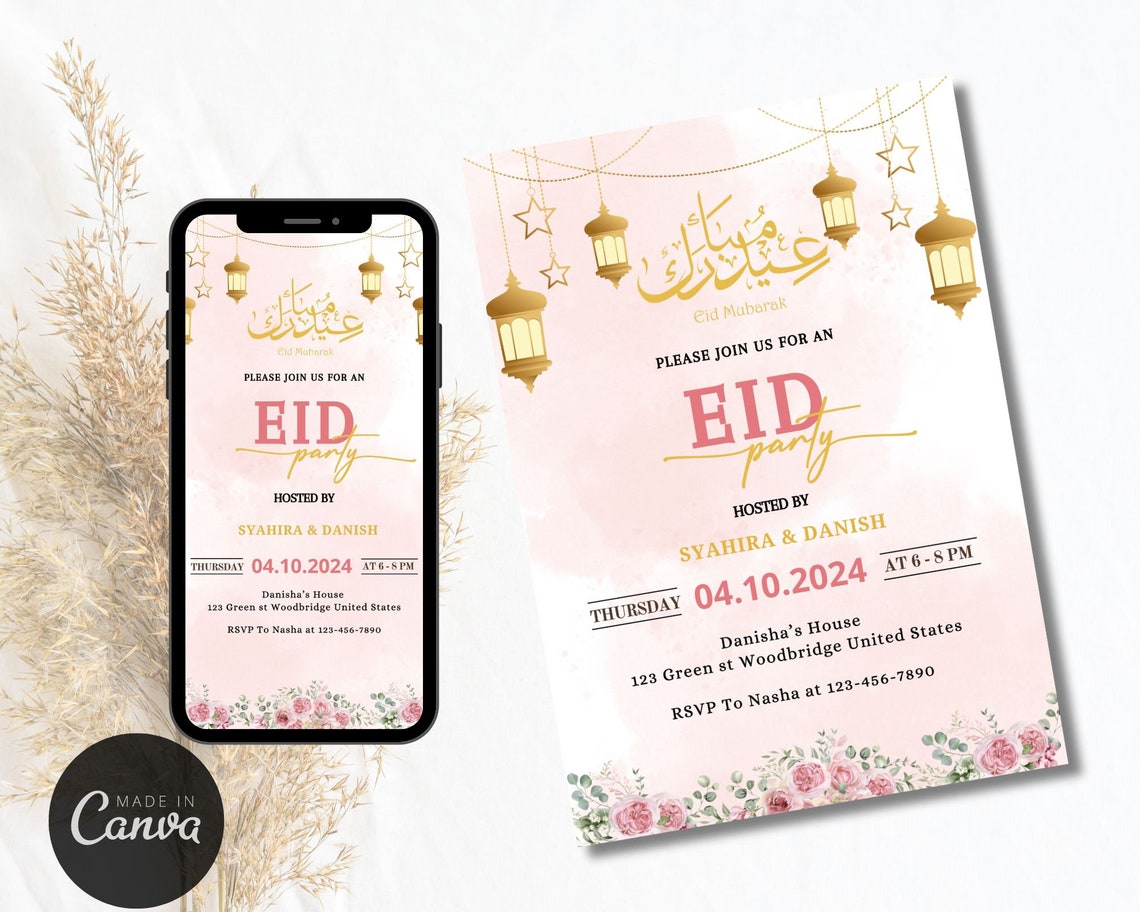 Editable Eid Mubarak Invitation,iftar Invitation,eid Dinner Party ...