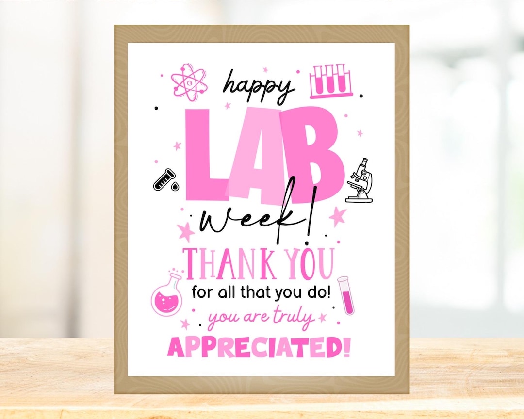 Pink Lab Week Appreciation Sign, Happy Medical Laboratory Professionals ...