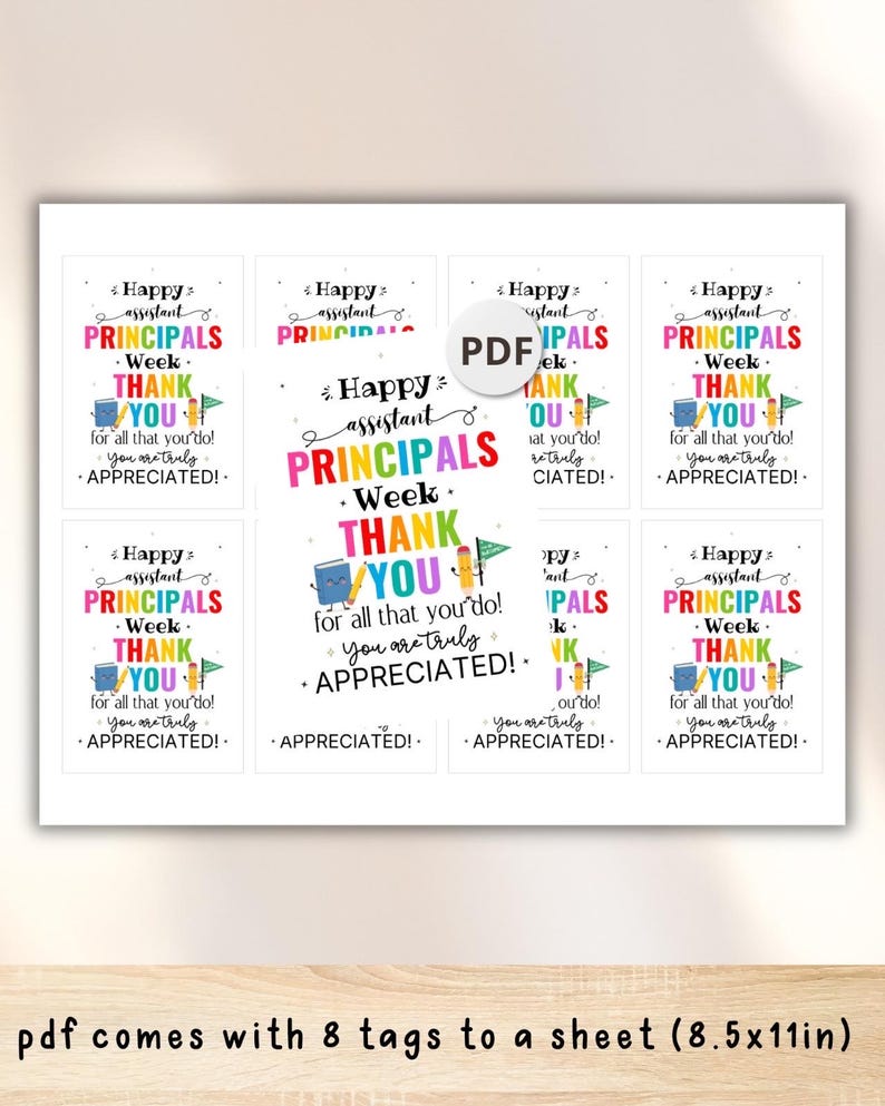 Assistant Principal Week Gift Tag: Printable Thank You (PDF) - Etsy