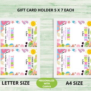 Editable Schools Out Summer is Here Teacher Appreciation Gift Card ...
